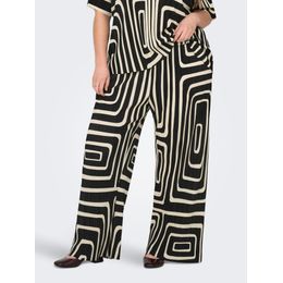 Only CARMAKOMA Damen Schlupfhose "CARRAVENNA PLISSE AOP PANT JRS NOOS", schwarz-wei&szlig;, Gr. L, bedruckt, Jersey, Obermaterial: 100% Polyester, Hosen