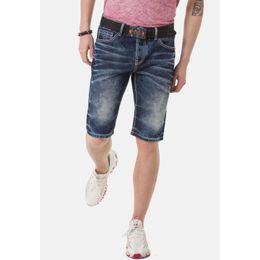 Cipo & Baxx CIPO & BAXX Herren Jeansbermudas "Capri", blau, Gr. 40, unifarben, 100% Baumwolle, Jeans, mit stylischen Ziern&auml;hte