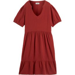 bonprix Damen Sweatkleid, braun, Gr. 44, Obermaterial: 100% Baumwolle, Kleider, f&uuml;r entspannten Look, Oversized-Kleid, aus Musselin, aus Baumwolle