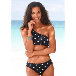 Lascana Damen Bustier-Bikini-Top "Jada", schwarz-wei&szlig;, Gr. 36, gepunktet, Polyamid, Bikini-Oberteile, in One-Shoulder-Form