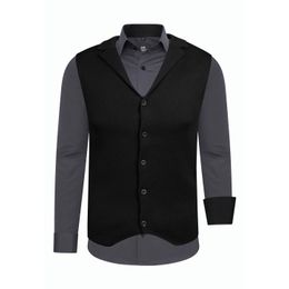 Rusty Neal Herren Langarmhemd, grau, Gr. 4XL, mehrfarbig, 60% Baumwolle, 37% Polyester, 3% Elasthan, Hemden, inklusive Langarmhemd und Weste