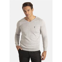 Herren Strickpullover "Santos", grau, Gr. XXXL, SIR RAYMOND TAILOR, unifarben, 100% Baumwolle, Pullover, in klassischem Design