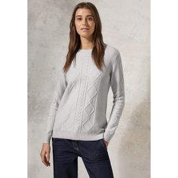 Cecil Damen Strickpullover, wei&szlig;, Gr. XL, unifarben, Web, 37% Baumwolle, 34% Polyacryl, 26% Polyester, 3% Elasthan, Pullover, aus softem Materialmix