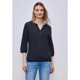Street One Damen Tunikashirtshadowed navy, Gr. 46, unifarben, Web, 100% Baumwolle, Shirts, mit 3/4 &Auml;rmeln