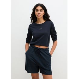 Marc O'Polo MARC O'POLO Damen Pyjamaoberteil "Mix N Match Cotton Top LS", Gr. Sschwarz navy, Jersey, Obermaterial: 100% Baumwolle, Shirts, mit Rundhalsausschnitt
