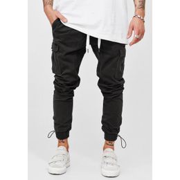 behype Herren Cargohose "YONAH", grau, Gr. 30, 97% Baumwolle, 3% Elasthan, Hosen, mit elastischem Bund