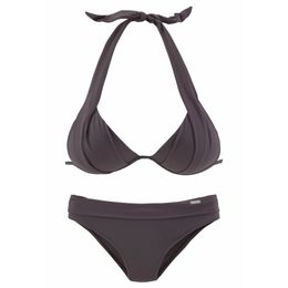 Lascana Damen Triangel-Bikini, braun, Gr. 34, unifarben, Polyamid, Bikini-Sets, im Nacken zu binden, wattierte Cups, mit eingearbeiteten Kissen