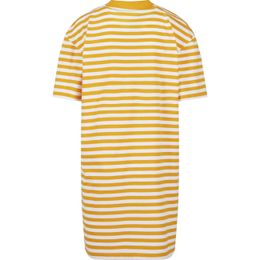 Urban Classics Damen Shirtkleid "Urban Classics Damen Ladies Oversized Striped Tee Dress", gelb, Gr. M, 100% Baumwolle, Kleider