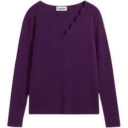 bonprix Damen Strickpullover "Feinstrickpullover aus flie&szlig;endem Viskose-Mix", lila, Gr. 52, Obermaterial: 50% Viskose, 26% Polyamid, 24% Polyester,