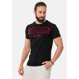 Cipo & Baxx CIPO & BAXX Herren T-Shirt "T-Shirt", schwarz, Gr. XXL, bedruckt, 95% Baumwolle, 5% Elasthan, Shirts, mit l&auml;ssigem Brustprint-Design