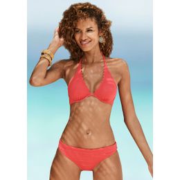 Lascana Damen Bikini-Hose "Scallop", rot, Gr. 40, unifarben, Microfaser, Polyamid, Badehosen, mit Umschlagbund