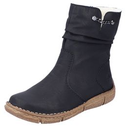 Rieker Damen Winterboots, Gr. 41, schwarz, Lederimitat, Schuhe, mit kontrastfarbener Rahmennaht