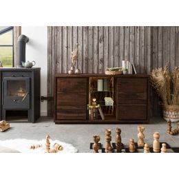 WOLF M&Ouml;BEL Sideboard Akazie 145x40x78 dunkelbraun lackiert BARK #200