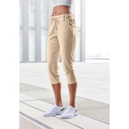 Lascana Damen Caprileggings, Gr. 34, beige, Obermaterial: 70% Viskose, 25% Polyamid, 5% Elasthan, unifarben, Hosen, mit seitlichen Taschen, Loungewear