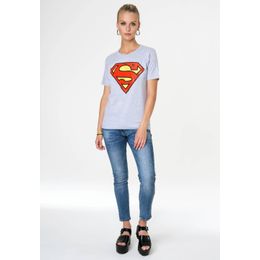 logoshirt Damen T-Shirt "Superman Logo", grau, Gr. S, bedruckt, 100% Baumwolle, Shirts, mit trendigem Superhelden-Print