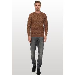Rusty Neal Herren Strickpullover, braun, Gr. M, meliert, 70% Polyacryl, 30% Baumwolle, Pullover, mit sch&ouml;nem Muster
