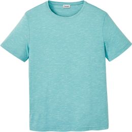 bonprix Herren T-Shirt, blau, Gr. 56, Obermaterial: 74% Baumwolle, 26% Polyester, Shirts, Regular Fit, Kurzarm, f&uuml;r Alltag, aus Baumwolle und