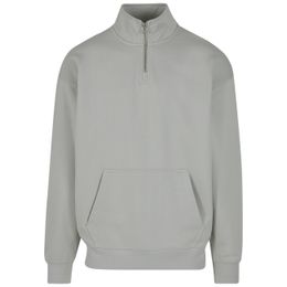 DEF Herren Sweater "DEF DEF Zipper Crewneck", grau, Gr. XL, unifarben, 80% Baumwolle, 20% Polyester, Sweatshirts