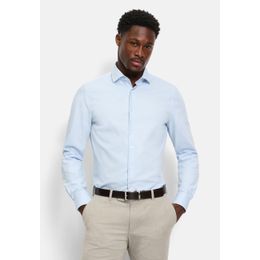 Businesshemd OLYMP "OLYMP Level Five 24/Seven, body fit, Modern Kent", Herren, Gr. 37, Normaler Arm, bleu, 64% Baumwolle, 27% Polyester, 9% Elasthan, Hemden