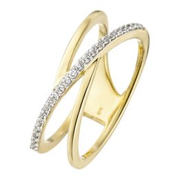 Jobo Damen Goldring, 54, Gelbgold 375, gelb, Gelbgold 375, Fingerringe, 375 Gold mit 24 Zirkonia