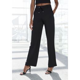 Lascana Damen Homewearhose, Gr. 32, schwarz, Obermaterial: 70% Viskose, 25% Polyamid, 5% Elasthan, unifarben, Basic, Hosen, in weich flie&szlig;endem