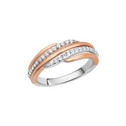 ZEEme Damen Fingerring "Silber 925 zweifarbig mit Zirkonia wei&szlig;", 054 (17,2), Silber 925 (Sterlingsilber), rot, Silber 925 (Sterlingsilber),