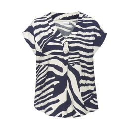 Lascana Damen Schlupfbluse, blau, Gr. 40, bedruckt, Web, Obermaterial: 100% Viskose, Blusen, mit Alloverprint und modischen Kn&ouml;pfen, Kurzarmbluse,