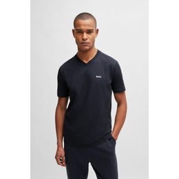 BOSS Green Herren T-Shirt "Tee V Regular Fit", blau, Gr. S, unifarben, Single Jersey, Obermaterial: 95% Baumwolle, 5% Elasthan, Shirts, Stretch