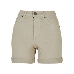 Shorts Urban Classics "Urban Classics Damen Ladies Colored Strech Denim Shorts", Damen, Gr. 27, Normalgr&ouml;&szlig;en, softseagrass, 98% Baumwolle, 2% Elasthan, unifarben, normal, Hosen Shorts