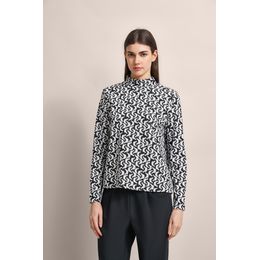 Bugatti Damen Langarmshirt, schwarz, Gr. XL, unifarben, 47% Baumwolle, 35% Polyester, 15% Viskose, 3% Elasthan, Shirts, mit grafischen Mustern