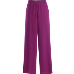 Damen Palazzohose, lila, Gr. 56, unifarben, 100% Baumwolle, Hosen