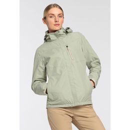 Killtec Damen Regenjacke, gr&uuml;n, Gr. 46, Popeline, Obermaterial: 100% Polyester. Futter: 100% Polyester, Jacken, mit abzippbarer Kapuze, wasser- und