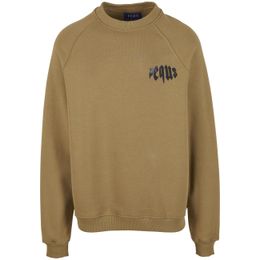 Rundhalspullover PEQUS "PEQUS PEQUS Mythic Chest Logo Sweater", Herren, Gr. S, olive gr&uuml;n, 100% Baumwolle, mehrfarbig, normal, Rundhals, Pullover Rundhalspullover