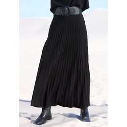 Lascana Damen Strickrock, schwarz, Gr. 38, unifarben, Strick, Obermaterial: 100% Polyacryl, R&ouml;cke, in Plisseeoptik, eleganter Maxirock aus