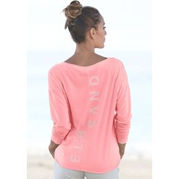ELBSAND Damen Langarmshirt "Raina", orange, Gr. S, unifarben, Jersey, Obermaterial: 50% Baumwolle, 50% Polyester, Shirts, mit Logoprint hinten,