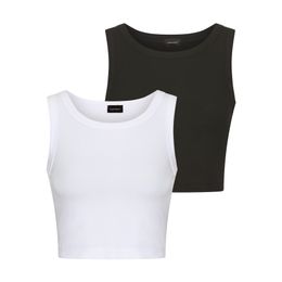 Laura Scott Damen Crop-Top, schwarz-wei&szlig;, Basic, Gr. 44, unifarben, Rippware, Obermaterial: 95% Viskose, 5% Elasthan, Tops, in Rippenqualit&auml;t