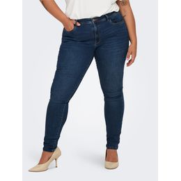 Only CARMAKOMA Damen Skinny-fit-Jeans "CARSALLY MID SKINNY DNM BJ581", blau, Gr. 52, unifarben, Denim/Jeans, Obermaterial: 64% Baumwolle, 31%