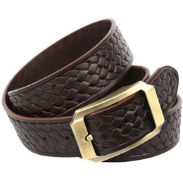 Anthoni Crown Damen Lederg&uuml;rtel, braun, Gr. 105, unifarben, Leder, G&uuml;rtel, mit Flecht-Pr&auml;gung