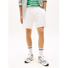 Shorts Tommy Jeans "TJM CONTRAST LINEAR BEACH", Herren, Gr. L, N-Gr, ancient wei&szlig;, Web, Obermaterial: 80% Baumwolle, 20% Polyester, unifarben, regular fit kurz, Hosen Shorts, Regular fit mit elastischem Bund