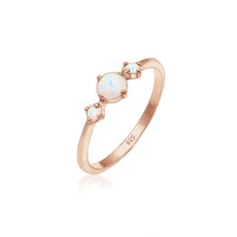Elli Damen Fingerring "Opal Rund Trio Vintage 925er Silber", 56mm,mit Steinen, Silber 925 (Sterlingsilber), 1,5mm, rosa, Silber 925 (Sterlingsilber),