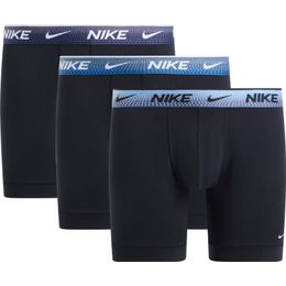Boxer NIKE UNDERWEAR "BOXER BRIEF 3PK", Herren, Gr. L, 3 Stk., blk, lt arr bl, ct bl, obsn, grt dsh wb, Jersey, Obermaterial: 95% Baumwolle, 5% Elasthan, k&ouml;rpernah, Unterhosen, mit Logo-Elastikbund