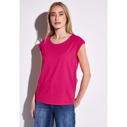 Street One Damen T-Shirt, lila, Gr. 44, unifarben, Web, 100% Baumwolle, Shirts, aus reiner Baumwolle