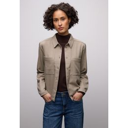 Street One Damen Hemdbluselight terra mocha meliert, Gr. 40, unifarben, Web, Obermaterial: 63% Polyester, 34% Viskose, 3% Elasthan, Blusen, mit