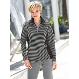Casual Looks Damen Sweatshirt, grau, Gr. 36, gemustert, gestreift, 85% Baumwolle, 15% Polyester, Sweatshirts