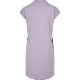 Urban Classics Damen Shirtkleid "Urban Classics Damen Ladies Turtle Extended Shoulder Dress", lila, Gr. XS, unifarben, 100% Baumwolle, Kleider