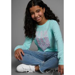 Kangaroos M&auml;dchen Langarmshirt, gr&uuml;n, Gr. 176, bedruckt, Jersey, Obermaterial: 100% Baumwolle, Shirts, Langarm, taillierter Schnitt, mit Logodruck,