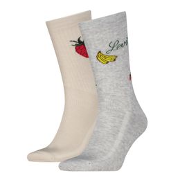 Levi's LEVI'S Damen Socken "LEVIS REG CUT FRUIT AOP", Gr. 43grau, beige, Baumwollmischung, Socken, Cotton-Mix, Fruit-Design, elastisch, weiche, bequeme Sohle