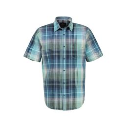 Lerros Herren Karohemd, blau, Gr. M, kariert, Web, Obermaterial: 71% Baumwolle, 29% Leinen, Hemden, mit Logo Stickerei