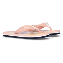 Tommy Hilfiger Kinder Zehentrenner, Gr. 34, rosa, Polyester, colorblocking, Schuhe, Pool Slides, Pantolette, Sandale mit Textilbandage