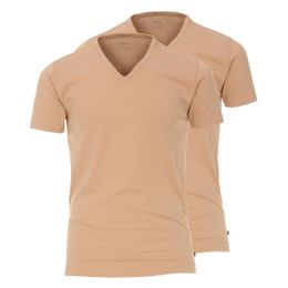 T-Shirt Venti "Venti T-Shirt Doppelpack uni", Damen, Gr. L, beige, 95% Baumwolle, 5% Elasthan, Shirts T-Shirt